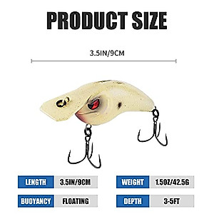 A10 Square Bill Crankbait (Yellow Perch) Crankbait Top Water Fishing Lures for Freshwater Bass Fishing Lures