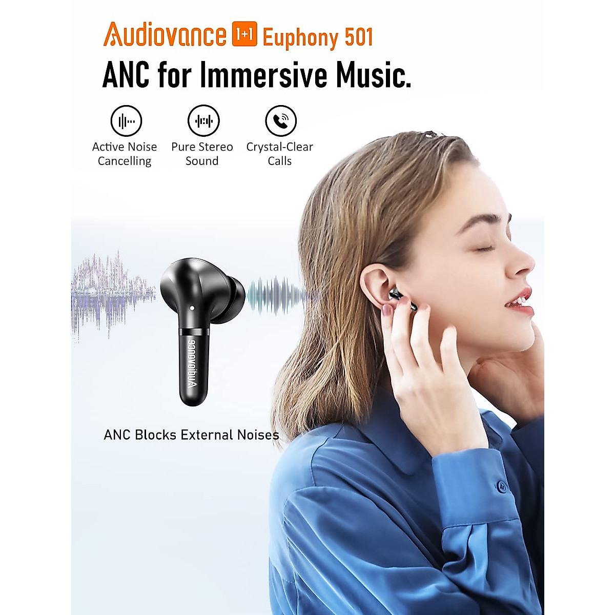 Audiovance 2 Sets Wireless Earbuds Bluetooth Headphones Ideal Gifts, Euphony 501 & Speed 301, 2 Sets Wireless Ear Buds for iPhone & Android (SPEU 501)