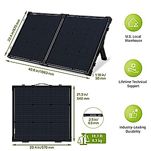 HQST 100 Watt 12 Volt 9BB Cell Portable Solar Panel Suitcase w/ 30 Amp PWM Charge Controller for Solar Generator, Power Station, Battery Charging, RV, Camping, Off-Grid