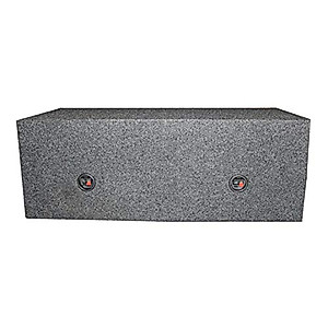 Q Power QBASS Dual 12 Inch Heavy Duty MDF Material Car Audio Subwoofer Enclosure Boxes with Shared Slot Port Vent and Dual Chamber Design, Charcoal