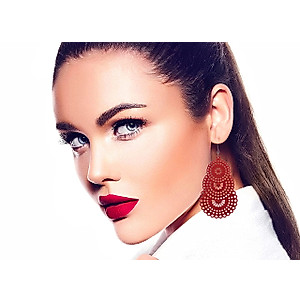 HAFILO 12 pairs of colorful hollow lightweight dangle earrings Bohemian Boho Style Danglers Dangling Eardrop Hypoallergenic Earrings for Women fashion