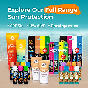 Sun Zapper Zinc Oxide Mineral Sunscreen Stick – SPF 50+ Water Resistant – Light Skin Tone (Bronze/Tan) – 12g (0.42 Oz) – For Face & Body – Adults & Kids – Made in Australia