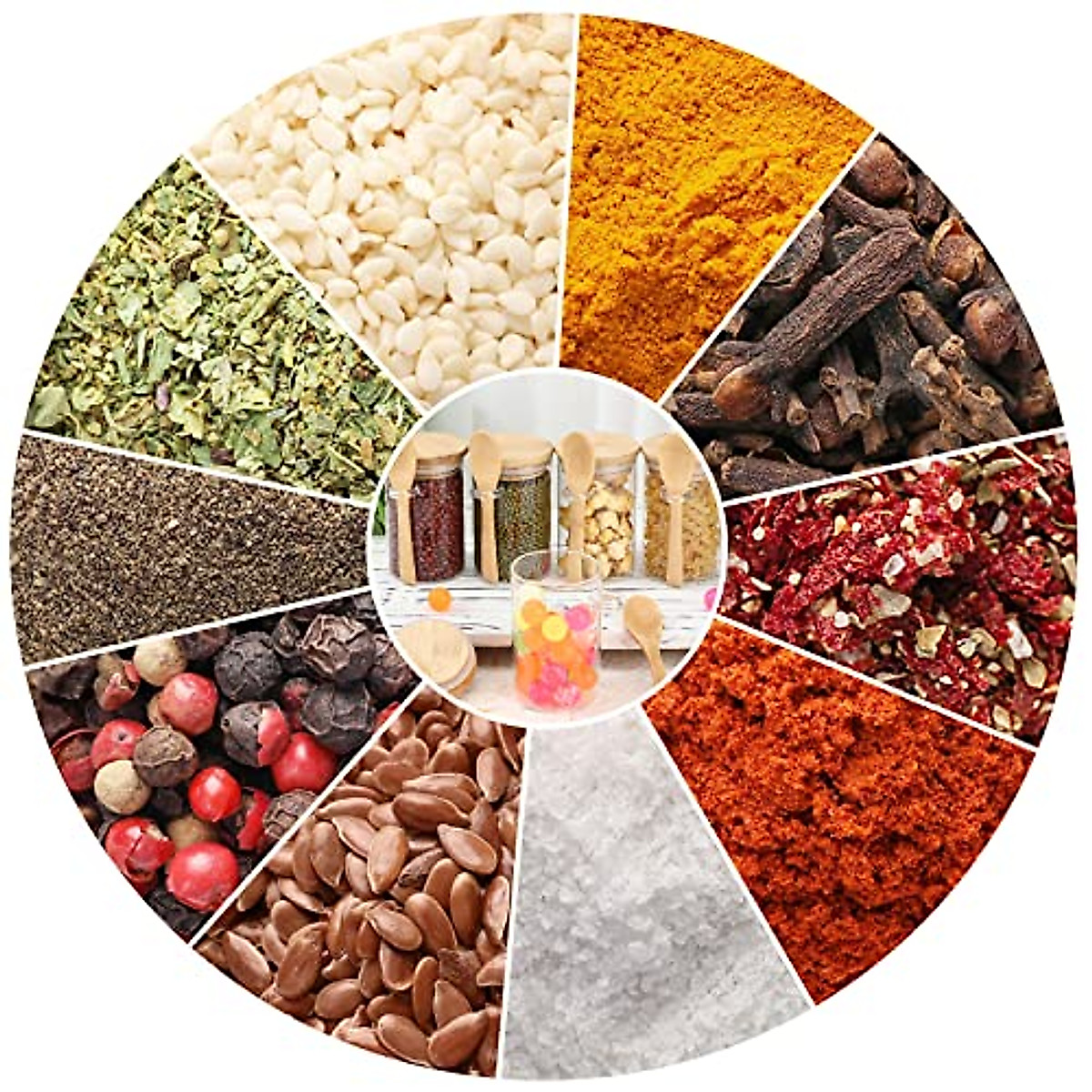 Roshtia 12 Sets Glass Jars with Bamboo Lids and Spoons Airtight Glass Jars Containers Borosilicate Glass Canisters Food Storage Canister for Hot Chocolate Bars Coffee Oats Spices Marshmallows (10 oz)