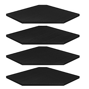 Homode Corner Floating Shelves, Corner Shelves Wall Mounted with Cord Hole, 4 Tier Diamond Shape Corner Hanging Shelving for Wall Storage, for Cable Box, TV Cords, Books, Plants, Black