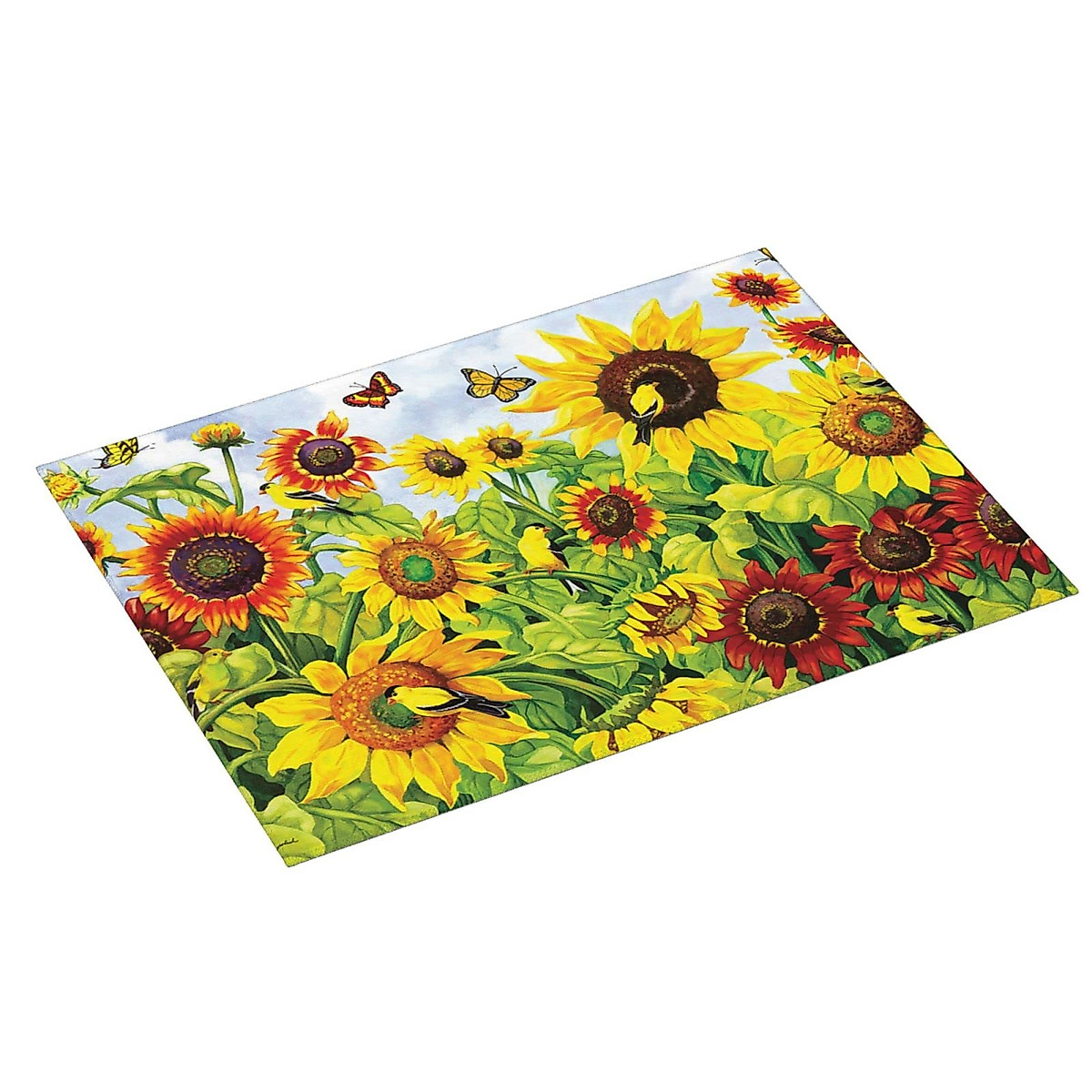 Yellow Sunflower Dish Drying Mat for Kitchen Counter 18 x 24 Large Butterfly Microfiber Absorbent Drying Pad Washable Kitchen Accessories