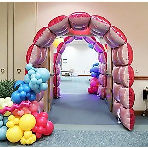 Magenta Pink Square Foil Balloon Wall/Rose Red Square Balloons/Double Sided Balloon Arch Garland Kit for photos/Anniversary Bachelorette Birthday Engagement Bridal Baby Shower Party Decorations