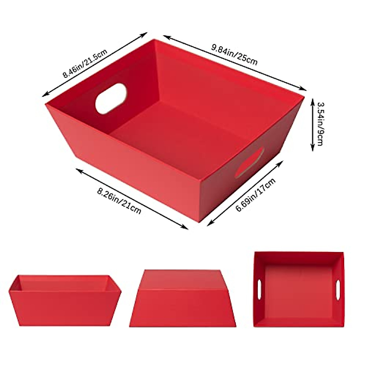 Basket For Gifts Empty, 5 Pack Sturdy Empty Gift Basket Kit With Handles, Red Cardboard Empty Gift Baskets To Fill Bulk For Holiday, Birthday, Christmas, Valentines Day And Any Occasion