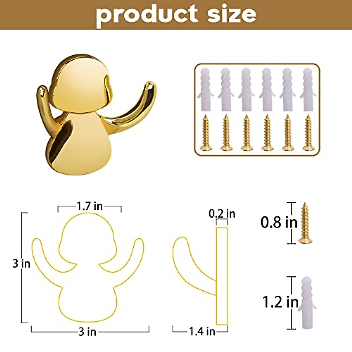 Gold Wall Hooks Decorative Coat Hook Wall Mounted Heavy Duty Towel Hook Hardware Robe Hooks Zinc Alloy Double Hooks Single Hook for Hanging Clothes Unique Modern Hooks for Bathroom 3 Pack