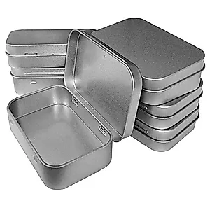 6 Pcs Metal Hinged Tin Box Container Mini Portable Small Storage Container Kit with Lid for Home Storage 3.7x2.3x0.8 Inch, Silver