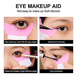 NewBang 3PCS Eyeshadow and Mascara Shield Applicator Guard Pads,Eyeliner Stencils Wing Tip, Professional Silicone Eyeshadow,Eyeliner,Mascara Aid,Face Cream Mask Tool,Reusable Silicone Eye Pads Makeup