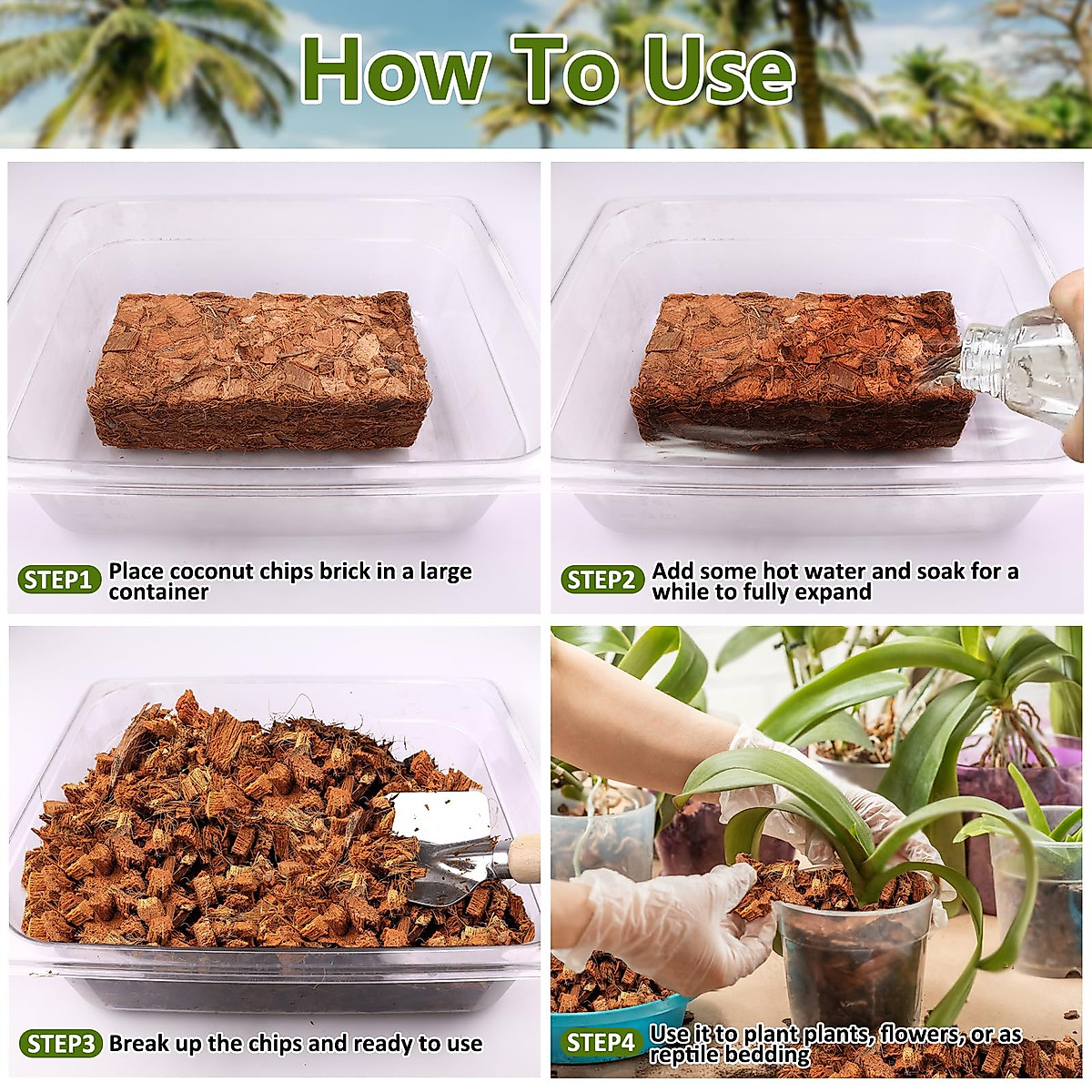 Legigo 1.1 LB Coco Husk Chips for Plants- 100% Organic Coconut Coir Chips Brick with Low EC & PH Balance, Compressed Coconut Substrate Coco Chips Mulch Medium for Garden, Flowers, Plants