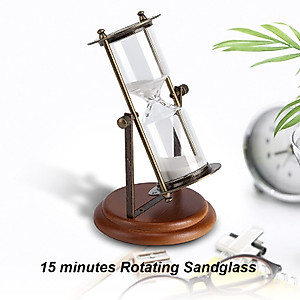 TYTOGE 15 Minutes Metal Rotating Sand Glass Timer Clock Hourglass Table Ornament Home Decor Gift