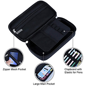 Chelory Big Capacity Pencil Case Large Pencil Bag Pouch Portable Pen Pencil Marker Cases Holder Multi Functional Office Stationery Storage Organizer Supplies Makeup Bag Men Women, Black