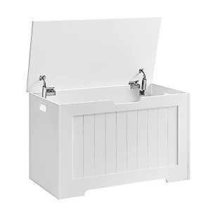 VASAGLE Storage Chest, Storage Bench, Entryway Bench with 2 Safety Hinges, Shoe Bench, Modern Style, 15.7 x 29.9 x 18.9 Inches, for Entryway, Bedroom, Living Room, White ULHS11WT