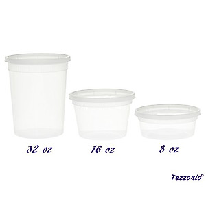 (24 Pack) 32 oz Plastic Soup Containers with Lids, Heavy Duty Deli Food Storage/Take Out Containers, Microwavable, Leakproof