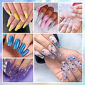 Morovan Poly Gel Nail Kit: Glitter Clear Poly Gel Nail Kit Starter Kit 18 Colors Poly Gel Nail Kit with U V Lamp DIY Poly Gel Kit with U V Light Nail Extension Kit