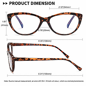 EYEURL 4 Pack Cat Eye Reading Glasses for Women, Blue Light Blocking Readers Lightweight Spring Hinge Anti Eyestrain UV Fashion Eyeglasses +1.50