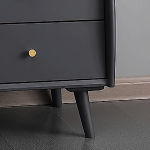 Solid Wood Nightstand Modern Bedside Table Rubber Wood End Table Scandinavian Side Table 2 Drawer Bedside Cabinet for Bedroom Living Room
