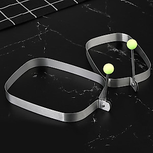 Cabilock 4pcs Egg Rings Pancake Rings Rectangular Stainless Steel Fried Egg Rings Muffin Omelette Rings Griddle Pancake Molds Shapers with Handle for Breakfast Sandwich