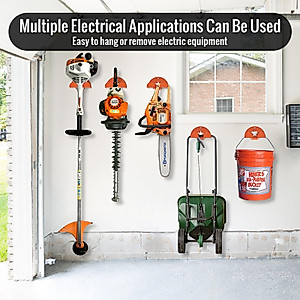 Sulythw 2 Pack Trimmer Rack Garage Garden Power Tool Hanger for Grass Trimmer, Hedge Trimmer, Garage Wall Weed Eater Hanger Holder Garage Trimmer Power Tool Organizer Storage Wall Mount (Orange)