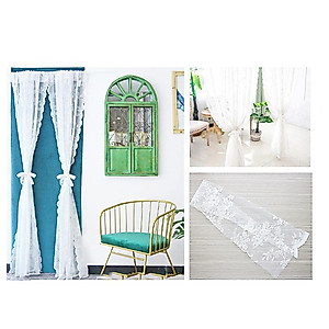 Aspthoyu White Net Curtains 2 Pcs Patterned Voile Curtains Lace Curtain for Windows, Curtain Panels with 2 Ties for Decorate Home Garden Party Wedding, W150cm x H180cm