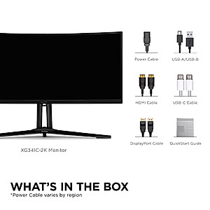 ViewSonic XG341C-2K 34 Inch 1440p 21:9 Curved Gaming Monitor 1ms, 200Hz, FreeSync Premium Pro, Mini LED, HDMI 2.1, USB C, HDR1400