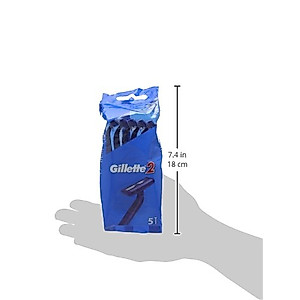 Gillette 2 Men's Disposable Razor, 5 Units - Pack of 2