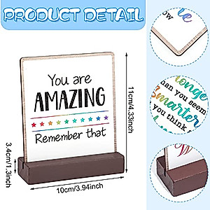 4 Pieces Inspirational Quotes Bible Desk Decor Wood Block Plaque Rustic Encouragement Gifts for Women Motivational Desk Decor Positive Wooden Table Signs with Wooden Stand (Inspirational Style)