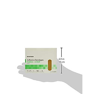 McKesson Adhesive Bandages, Sterile, Fabric Strip, 1 in x 3 in, 100 Count, 3 Packs, 300 Total
