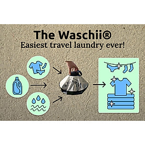 Waschii Portable Travel Laundry Bag - Solar Heated, Eco-Friendly, Compact and Durable Laundry Solution for Camping, Hiking, and Travel