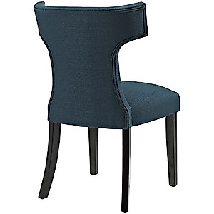 Modway Curve Mid-Century Modern Upholstered Fabric with Nailhead Trim in Azure, One Chair