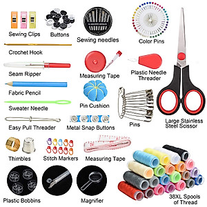 Sewing Kit, 184 Large Premium Sewing Supplies, 38 XL Thread Spools, Suitable for Traveller, Adults, Kids, Beginner, Emergency, DIY and Home Button Repair Kit