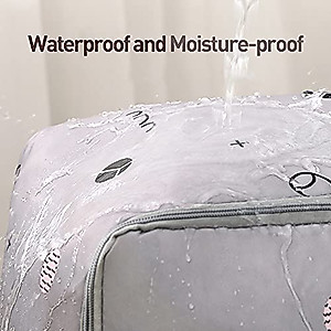 Storage Bag Organizer Clothes Yubella Large Capacity Bags,3 Different Sizes fits Pillows,Blankets,Sheets,Clothes,Quilts,Light Weight,Sturdy,Save Space,Avoid Dust by Closing with Zip,Grey