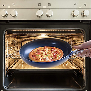 8 Inch Frying Pan Nonstick with Lid, Nonstick Pan with Lid, Small Frying Pan with Lid, Non Stick Frying Pan with Diamond Coating, Ceramic Frying Pan Nonstick, Small Skillet Nonstick, Blue