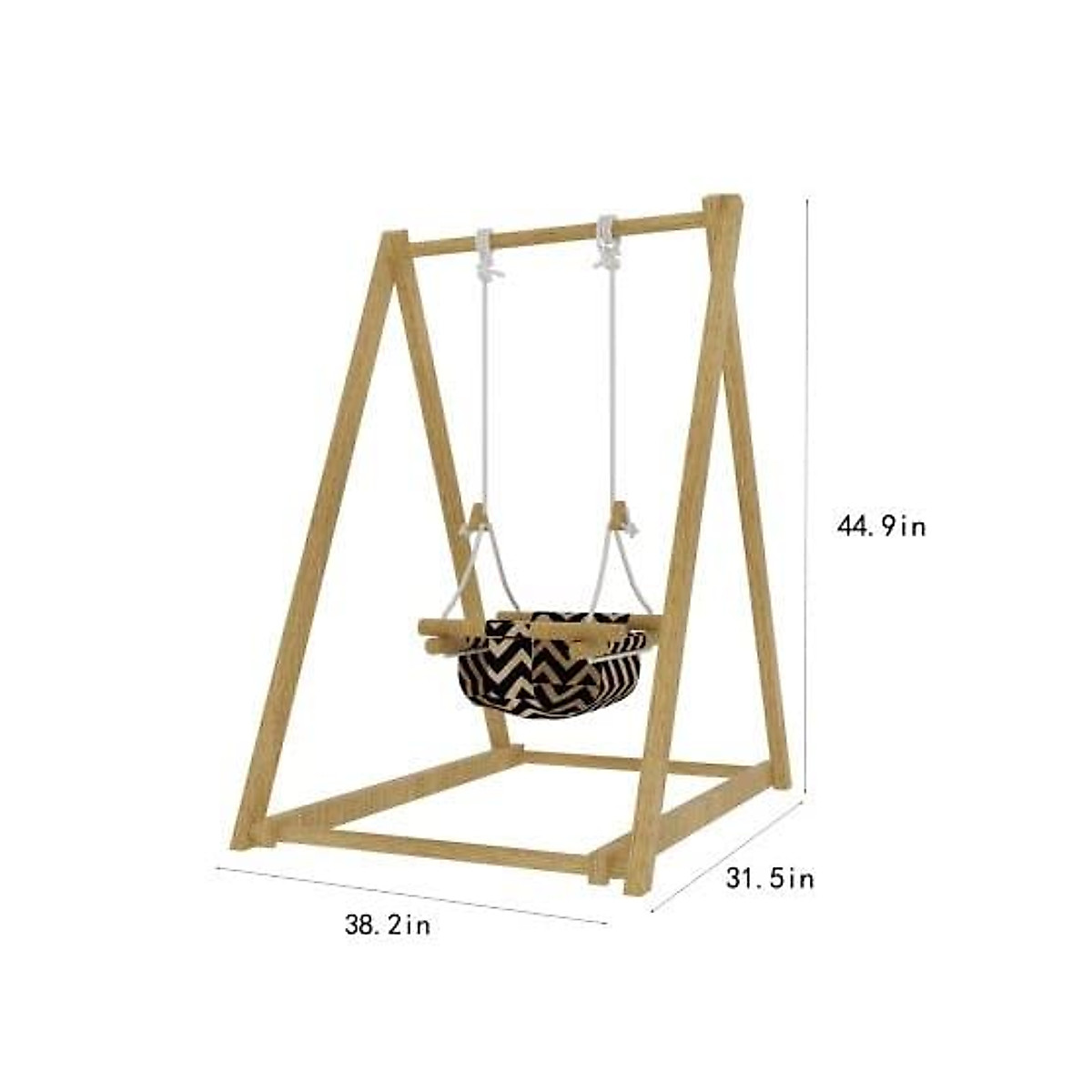 Avenlur Spruce Baby, Toddler Foldable Swing Set with Stand Children Ages 6 Months to 3 Years Montessori, Waldorf Style Self Standing Indoor Swingset Home, Child Day Care, Preschool