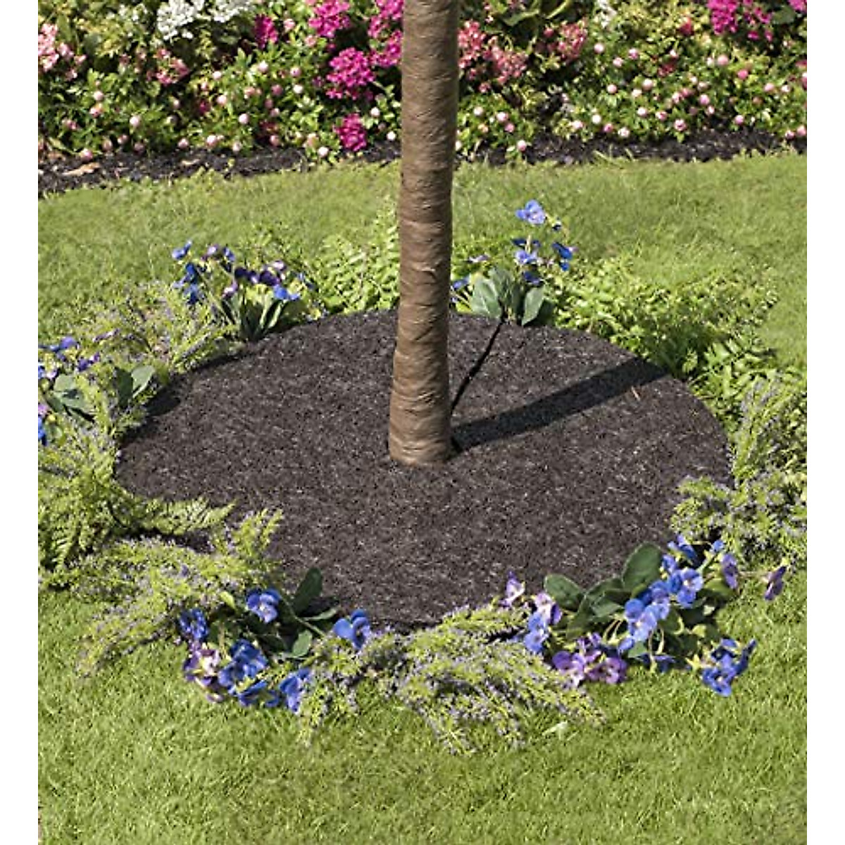 Plow & Hearth 55632 Recycled Rubber Permanent Garden Mulch Border, 120 L x 4.50 W, Black