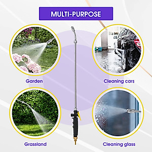YJDayy 28 Inch Sprayer Wand Replacement Garden Sprayer Wand Adjustable Universal Pump Sprayer Wand with 3/8" Brass Barb Stainless Steel Pressure Washer Wand Shut off Valve with Hose Quick Connector
