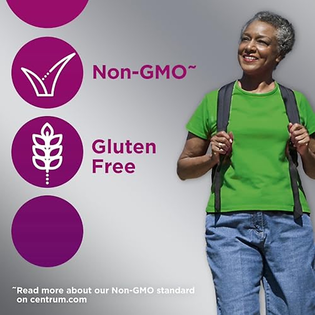 Centrum Silver Women's Multivitamin for Women 50 Plus, Multivitamin/Multimineral Supplement with Vitamin D3, B Vitamins, Non-GMO Ingredients, Supports memory and cognition in older adults - 65 Ct