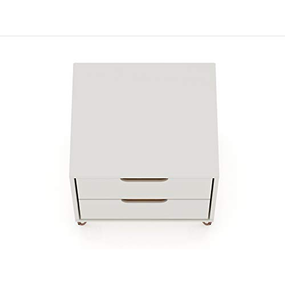 Manhattan Comfort Rockefeller Nightstand with Drawers, Mid Century Modern Bedside Table, Minimalist Display and Storage Organizer, Ideal for Bedroom and Living Room, Off-white
