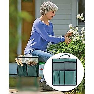 COCO Garden Kneeler Tool Bag Stool Pouch Seat Storage Tote Hanging Organizer, 600D Waterproof Portable for Outdoor Gardening, 12” x 13“ (Green, NOT Include Kneeler)