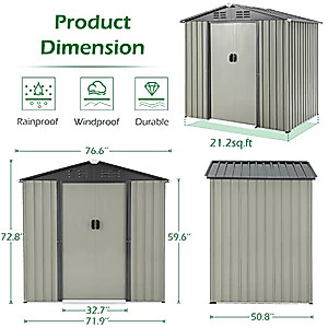 AECOJOY 6' x 4' Outdoor Storage Shed, Small Tool Shed with Sliding Door,Outside Storage Cabinet for Garden, Backyard.
