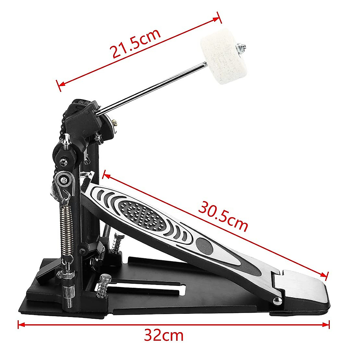 Bass drum pedal,Double Chain Drum Step on Hammer,Single Bass Drum Pedal come with Drum Beater Stick and 1pcs Drum Key