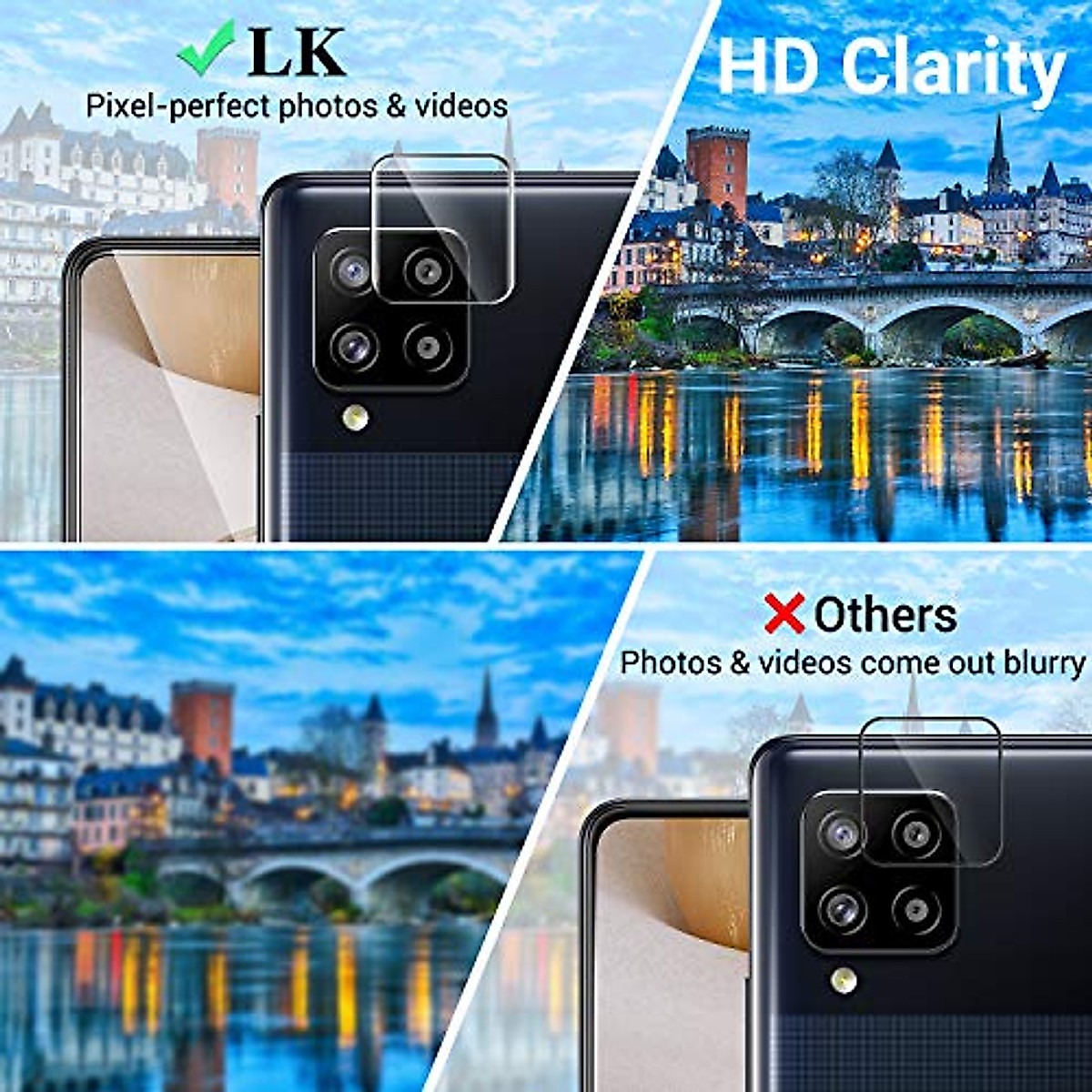 LK 3 Pack Designed for Samsung Galaxy A42 5G Screen Protector with 3 Pack Camera Lens Protector, Anti Scratch, Touch Sensitive 9H Hardness, HD Tempered Glass for Galaxy A42