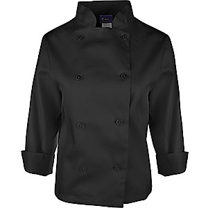 KNG Childrens Classic Long Sleeve Chef Coat,Black,Large