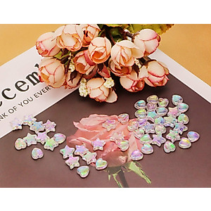 Tupalizy 100PCS Mini Acrylic Beads 9mm Heart Charms and 11mm Star Beads for Jewelry Making Bracelets Necklaces Earrings Key Chains Accessories DIY Crafts Valentine Christmas Birthday Gifts (White)