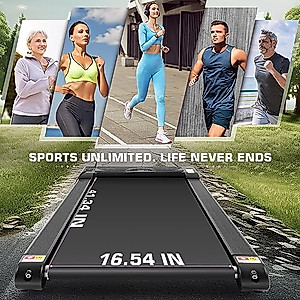 FUNMILY Under Desk Treadmill 2 in 1 Walking Pad Treadmill, 2.5HP Treadmills for Home 300lbs Weight Capacity, App & Bluetooth Remote Control Running Machine with Shock Absorption System & LED Display