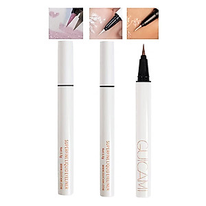 Liquid Glitter Eyeliner Lying Silkworm Pen, Diamond Glitter Eyeshadow Liner Pencil, Body Face Glitter Highlighter Long lasting Waterproof Quick-dry Matte Pink Silkworm Champagne Gold Eyeliner Pen