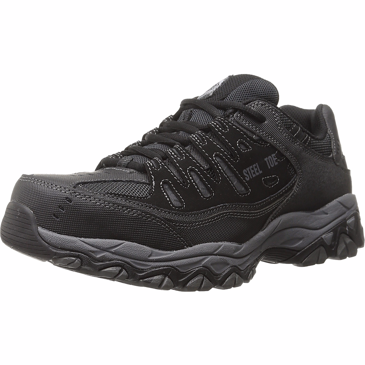 Skechers Men's Cankton Steel Toe Construction Shoe, Black/Charcoal, 13