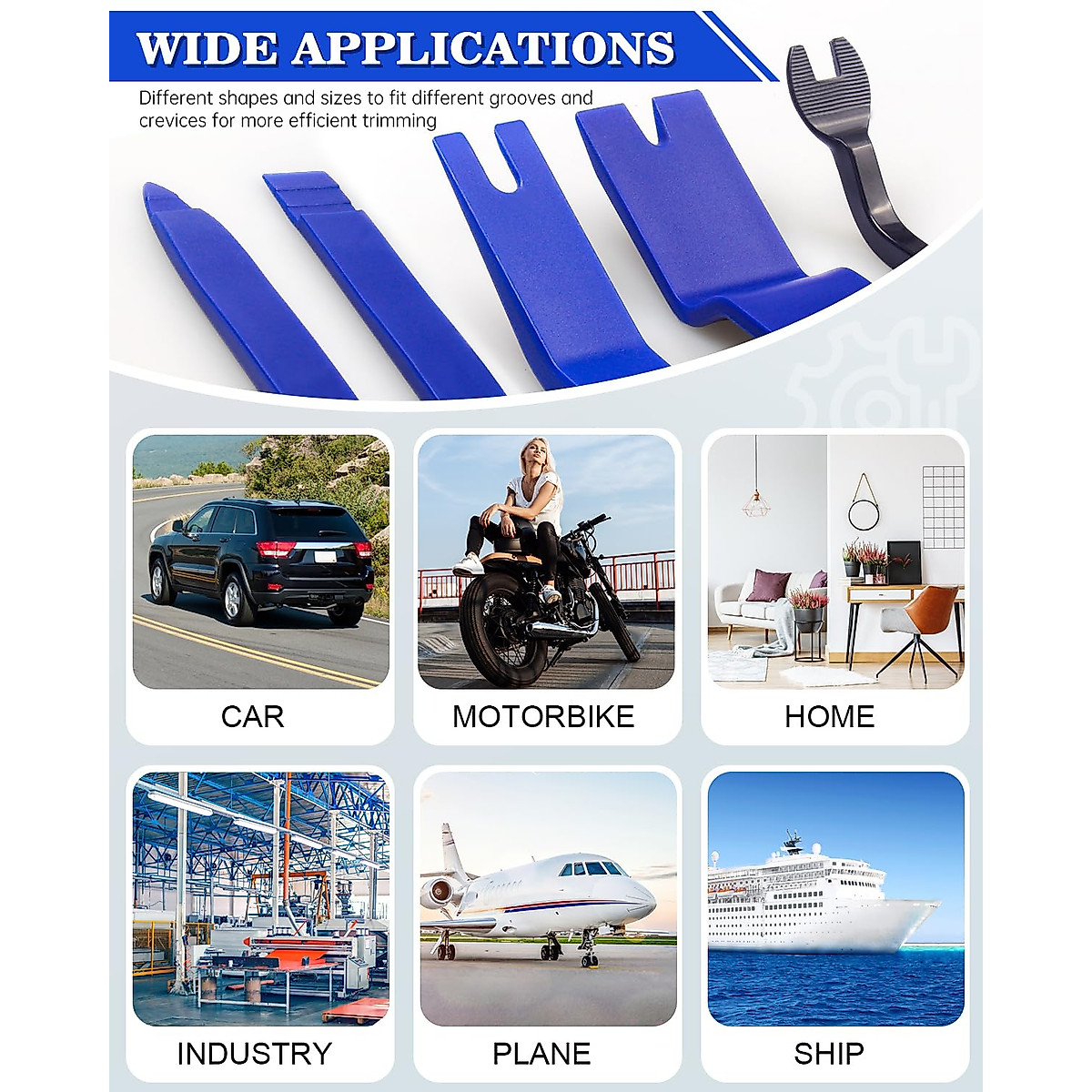 Poraxy 19Pcs Trim Removal Tool, Car Panel Door Audio Dashboard Trim Removal Tool Kit, Auto Clip Pliers Fastener Remover Set, Plastic Pry Tool, Automotive Upholstery Removal Kit