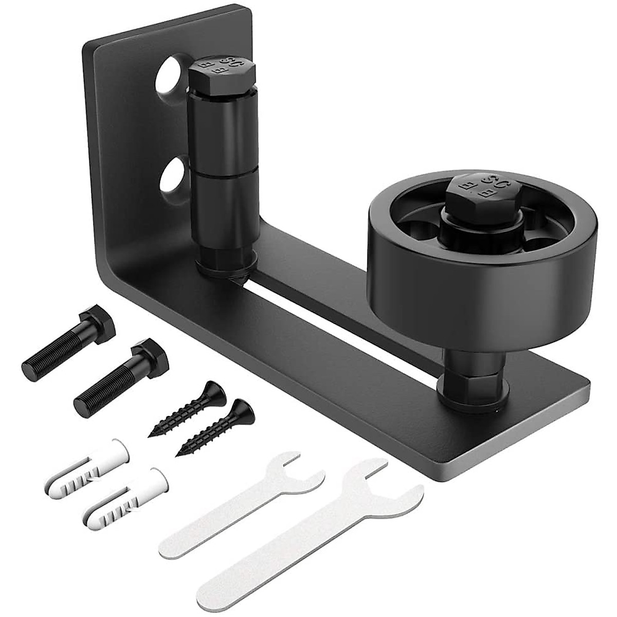 ZEKOO Sliding Barn Door Floor Guide, 8 Setup Options, Adjustable Stay Roller Guide, Black Wall Mounted Barn Door Hardware for Flush Bottom